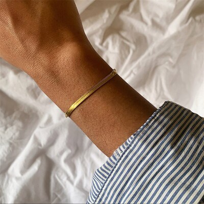 Gold Color Bracelet Stainless Steel Twist Cuban Chain Bracel