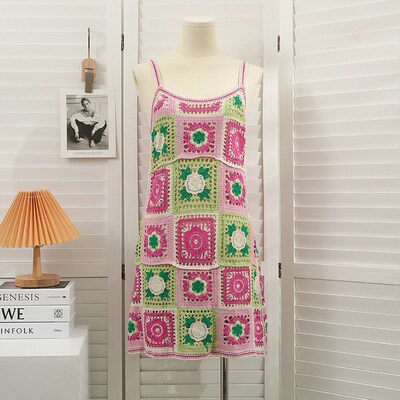 Crochet Dresses Knit Cut Out Dress Jurk Dames Beach Dresses