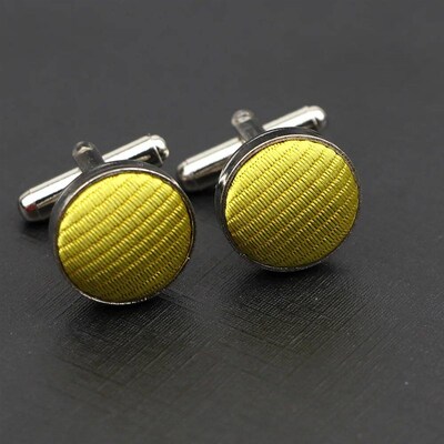 Classic Fashion Striped Polyester Check Design Cufflink For