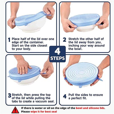 6PCS Silicone vers Adaptable Silicone Lids Silicone Caps for