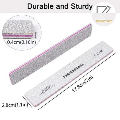 5Pcs Nail File 100/180 Washable Buffers 80/80 Emery Board St