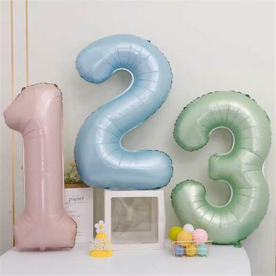 2pcs Daisy Foil Balloons Set Macaron Pink Blue 40inch Number