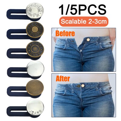 1/5PCS Magic Metal Button Extender for Pants Jeans Free Sewi