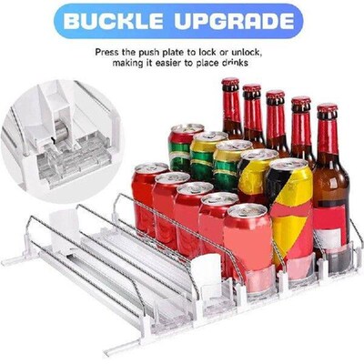 Drink Organizer For Fridge, Self-Sliding Soda Can Dispenser