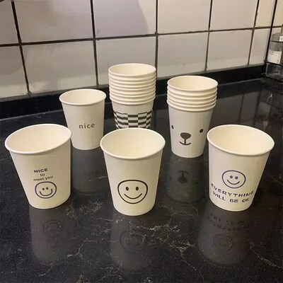 50pcs 250ml Disposable Paper Cups Thickened Home Coffee Milk