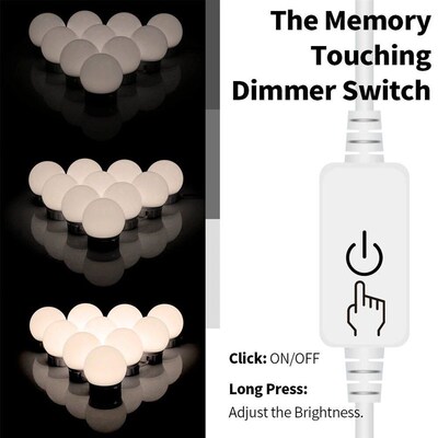 3 Modes Colors Makeup Mirror Light Led Touch Dimming Vanity
