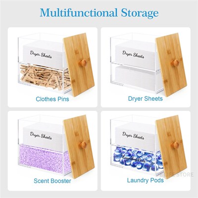 Double Layer Acrylic Storage Box with Bamboo Lid Dryer Sheet