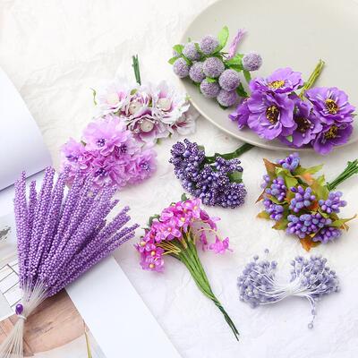 6/10/12/50/60/70/90pcs Purple Mixed Hybrid Flower Cherry Sta