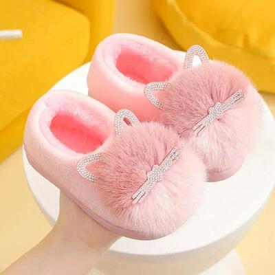 Childrens Cotton Slippers Princess Warm Kids Winter Cute Ca