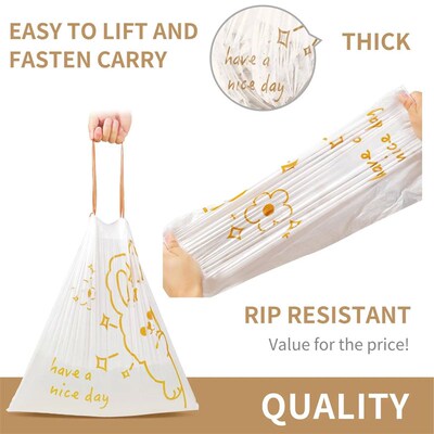 13 Gallon Thick Kitchen Garbage Bag with Drawstring Tear Fre