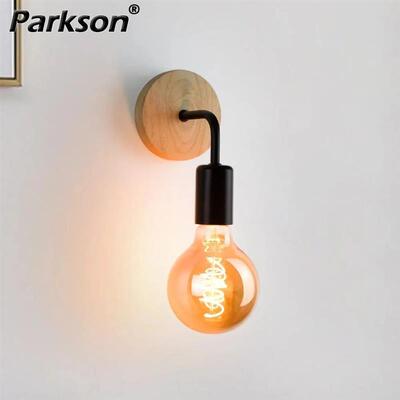 Wood Wall Lamp Vintage Sconce Wall Lights Fixture E27 Bedsid