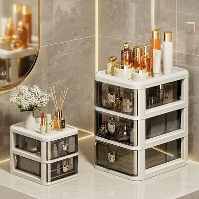 Stackable Desktop Storage Box with Dustproof Drawer Office D