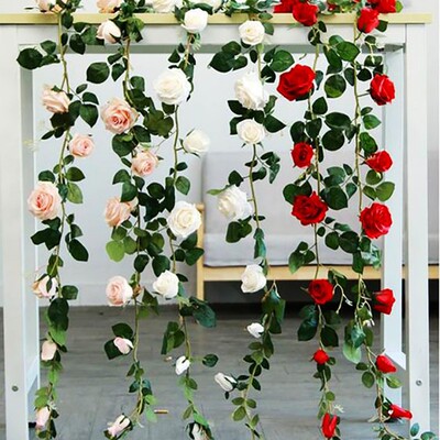 2m Artificial Flowers Rose Ivy Vine Wedding Decoration Real