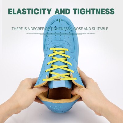 1Pair Elastic Flat Shoelaces No Tie Shoe laces Metal Lock Cr