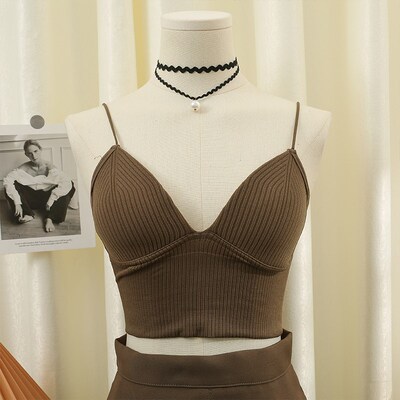 Knitted Binder Chest Woman Tank ops Spaghetti Strap Corset C