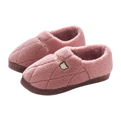 Simple Style Bag Heel Cotton Slippers For Women, Thick-soled