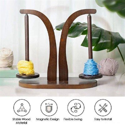 Disc Double-Shaft Wooden Bobbin Holder Hand-Woven Wool
