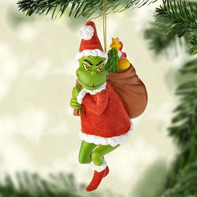 18Pc 2D Acrylic Chritma ree Green Monter Ornament Cute Green