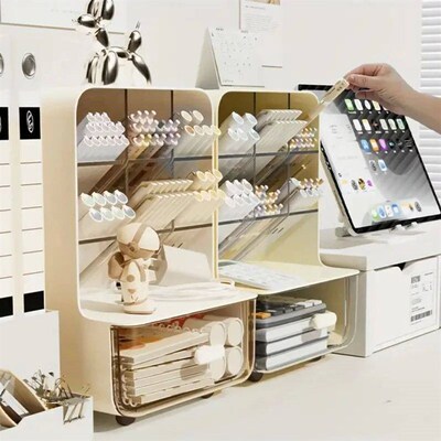 Multi-Layer Pen Holder Large Capacity Organizers Slanted Ins