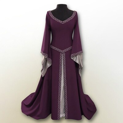 Womens Medieval Renaissance Vintage Long Dress Celtic Queen
