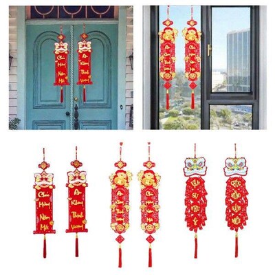 Vietnamese New Year Red Hanging Couplets Door Sign Decor
