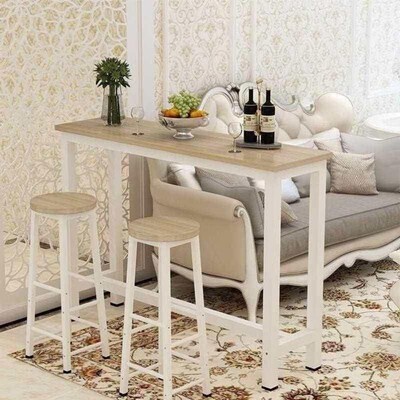 A simple modern bar table a home with a narrow wall a.酒吧台