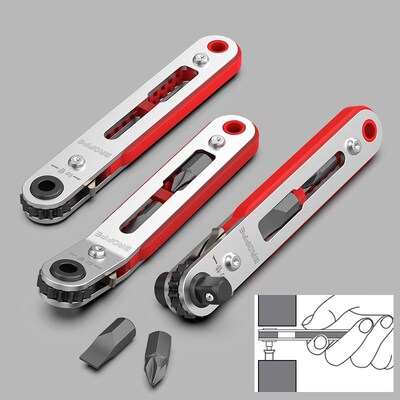 3Choices Mini Magnetic Ratchet Wrench 1/4  Hex Shank Screwdr