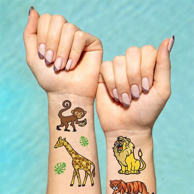 animal tatots Jungle Temporary Tattoos Kids toys纹身贴纸套装