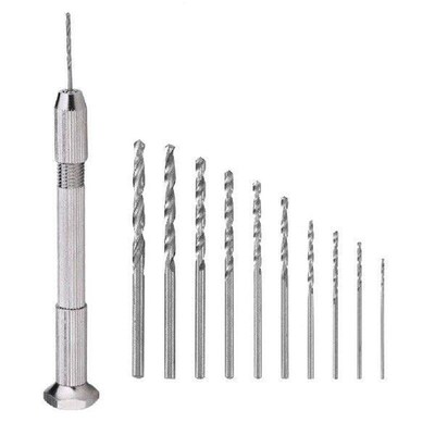 Mini Hand Drill With Keyless Chuck With 10Pcs 0.8mm-3.0mm