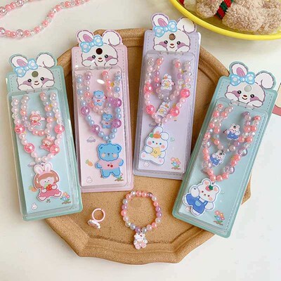 New Childrens Neckl Brlet Baby Ring Set Cartoon Cute Girl T