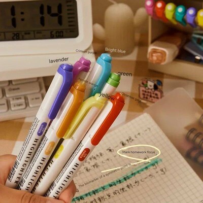 5 Colors/box Double Headed Highlighter Pen Set Fluorescent D