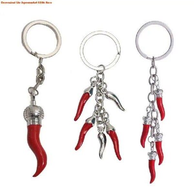 Unique Pepper Keychain Horn Keyring Pendant Eye Catching