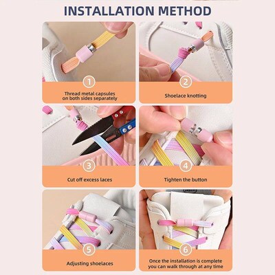 1Pair/2Pair/4Pair No Tie Shoe Lace Colorful Buckle Shoelace