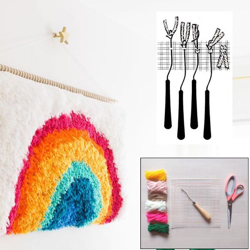 100x150cm Blank Rug Hooking Mesh Canvas Latch Hook Rug Makin