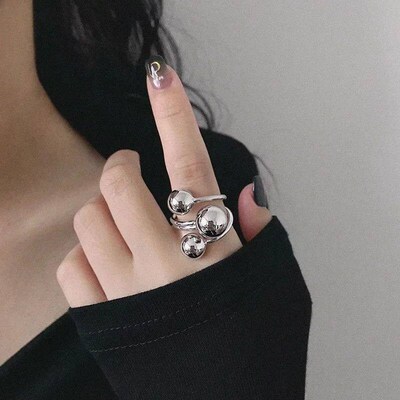 Geometric Irregular Exaggerated Metal Rings for Women Shiny