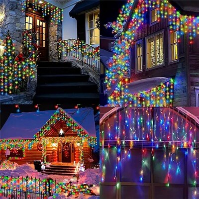 Solar Icicle String Lights 8 Modes Outdoor Solar Eaves Light