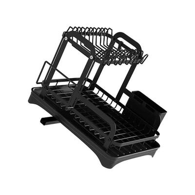 2 Tier Dish Bowl Drainer Storage Rack Kitchen Dish Drying Ra