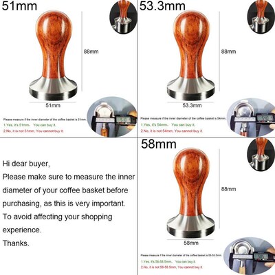51/53.3/58mm Espresso Tamper Coffee Stainless Steel Distribu