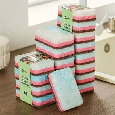 Decontamination Sponge Dishwashing Three-in-one Double