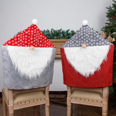 Burlap Chair Cover - Faceless Forest Gnome Christmas Decor