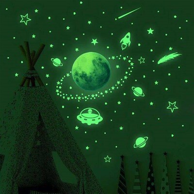 3D Planet Meteor Luminous Wall Stickers Home Decortion