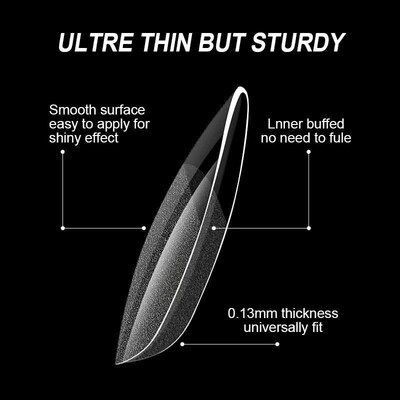 600PCS Semi-frosted No Crease Long Fake Nails Almond French