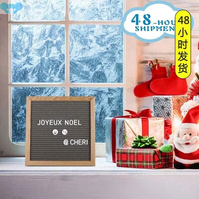 Cork board 10x10inch Wall Decor Felt Letterboard Oak Wood跨