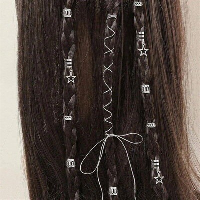 36pcs Star Decor Hair Ring Accessories ,Beads Hair Braid