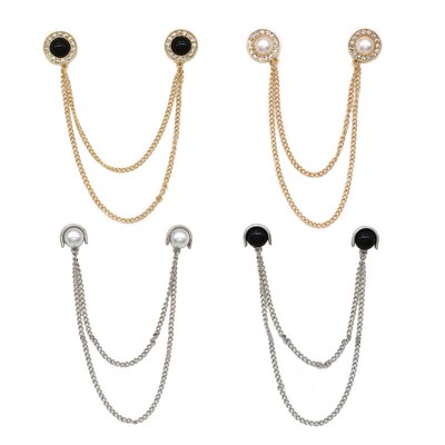 Fashion Suit Brooch Diamond-encrusted Jewel Collar Pin Men A