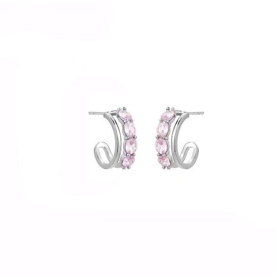 Pink Zircon Studs Sweet Cool Design for WomenSweet Cool Doub