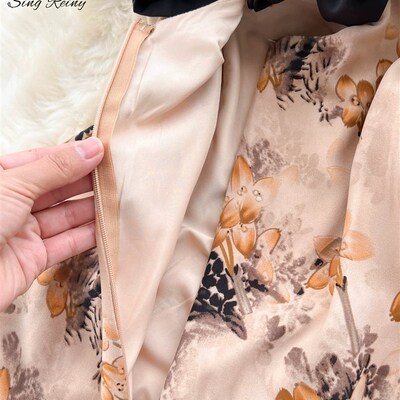 SINGREINY Fashion Chiffon Print Strap Dress Backless