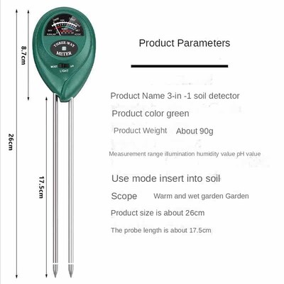 OUPPE 3 in 1 Ph Meter Temperature Humidity Instruments Measu
