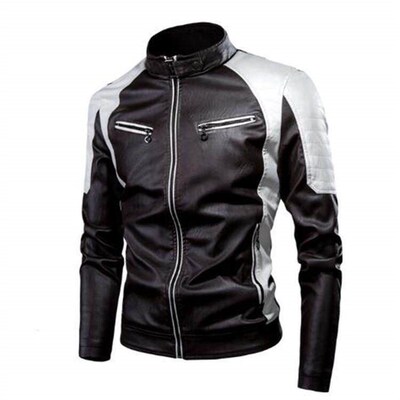 2025 Thin Casual Mens Leather Fashion Stitching Motorcycle