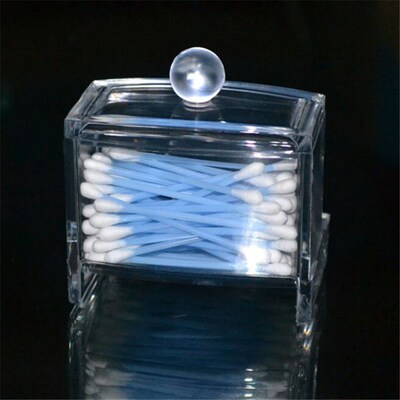 Acrylic Cotton Swabs Storage Holder Box Portable Transparent